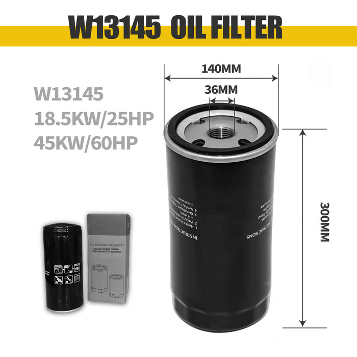 W13145 Oil Filter 75HP-175HP Screw Compressor Maintenance Parts Oil Fi ...